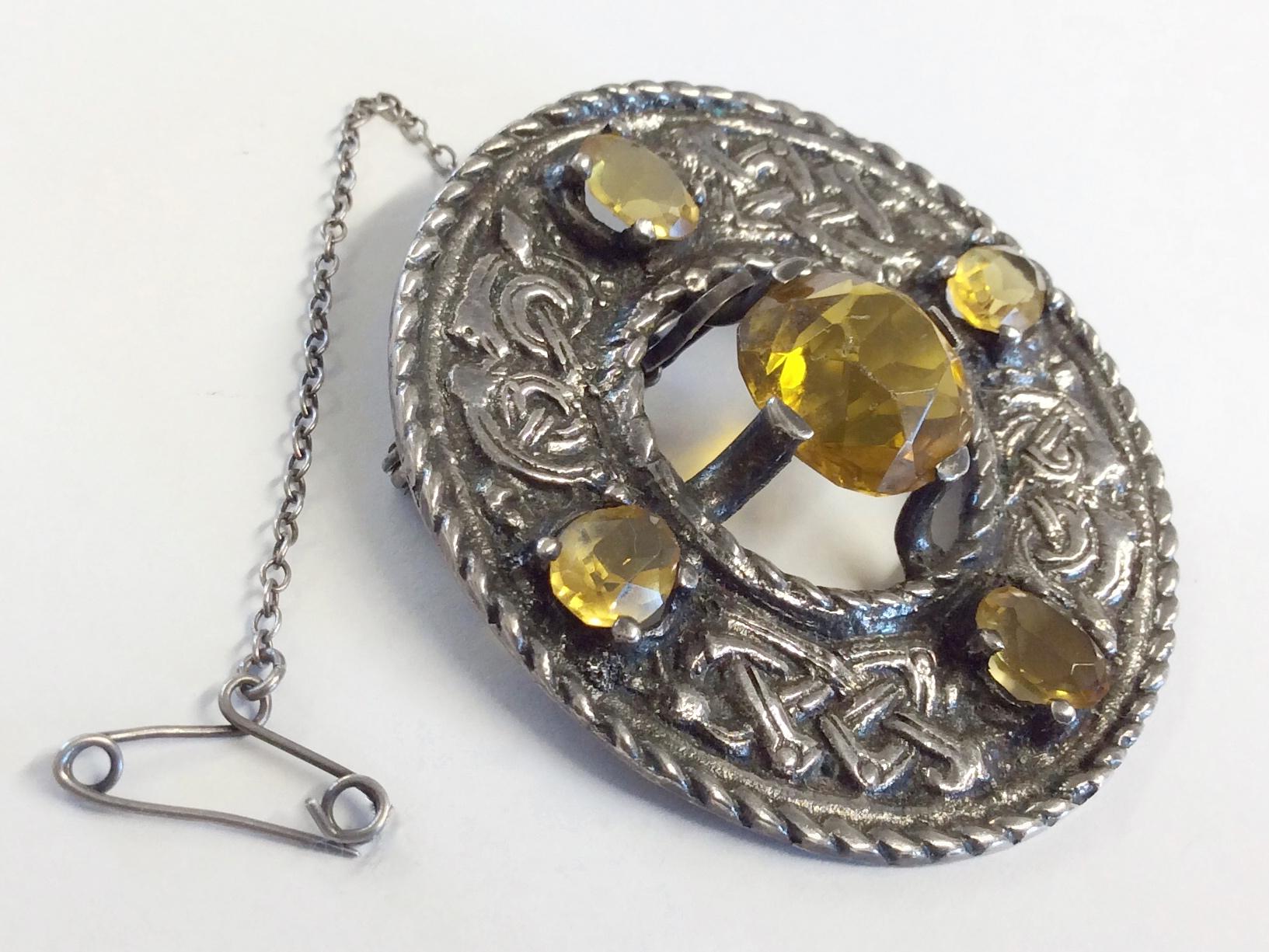 Antique Alexander Ritchie Iona Design Sterling Silver & Citrine Glass ...