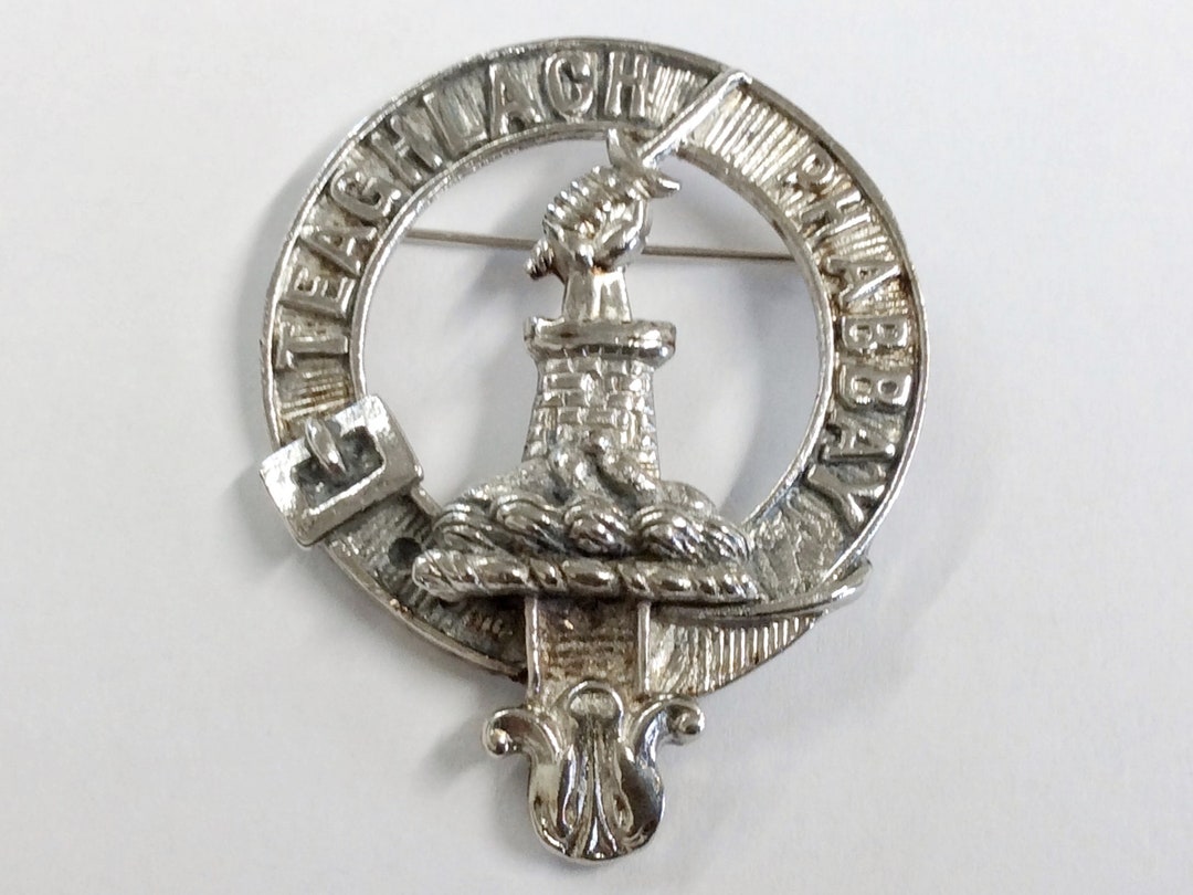 Vintage Silver Plated Teaghlach Phabbay Morrison Clan Crest Badge Brooch Pin by Dawson Bowman ...