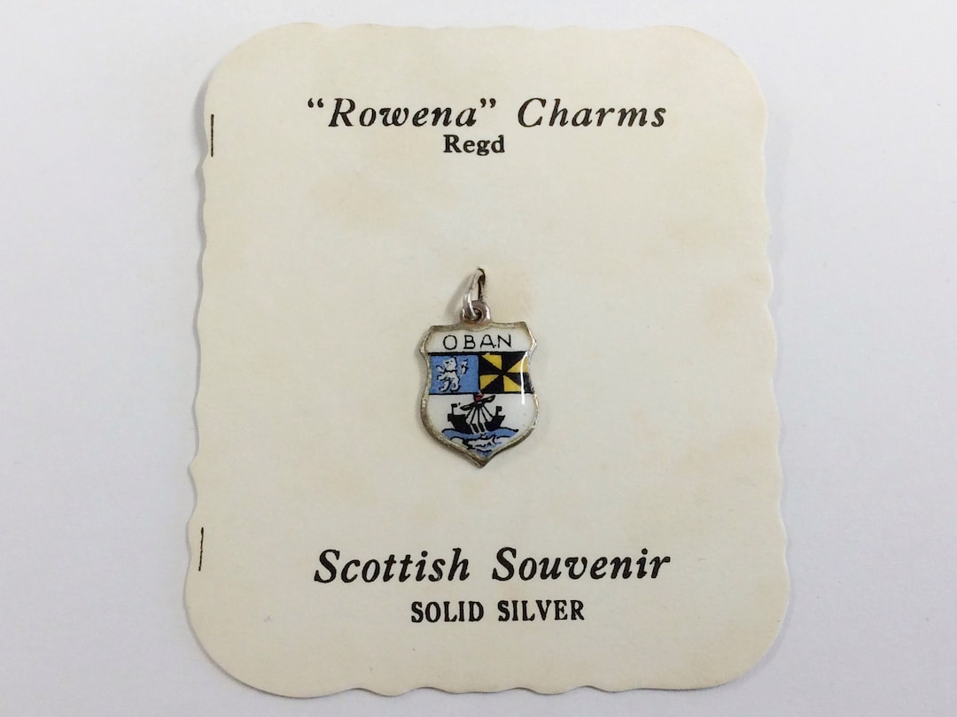 Vintage Scottish Souvenir Solid Silver & Enamel Travel Charm Rowena ...
