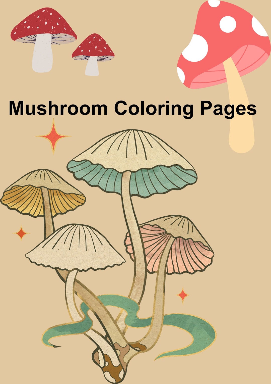 Mushroom Coloring Pages Download Pdf - Etsy