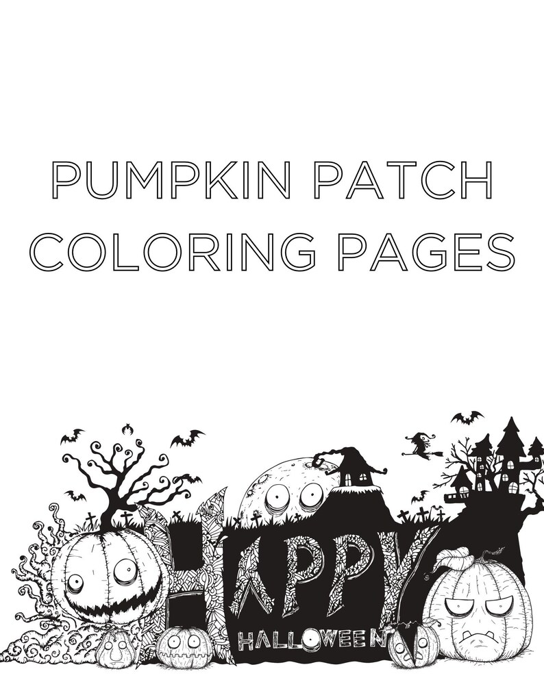 Pumpkin PDF Coloring Pages Download Spooky - Etsy