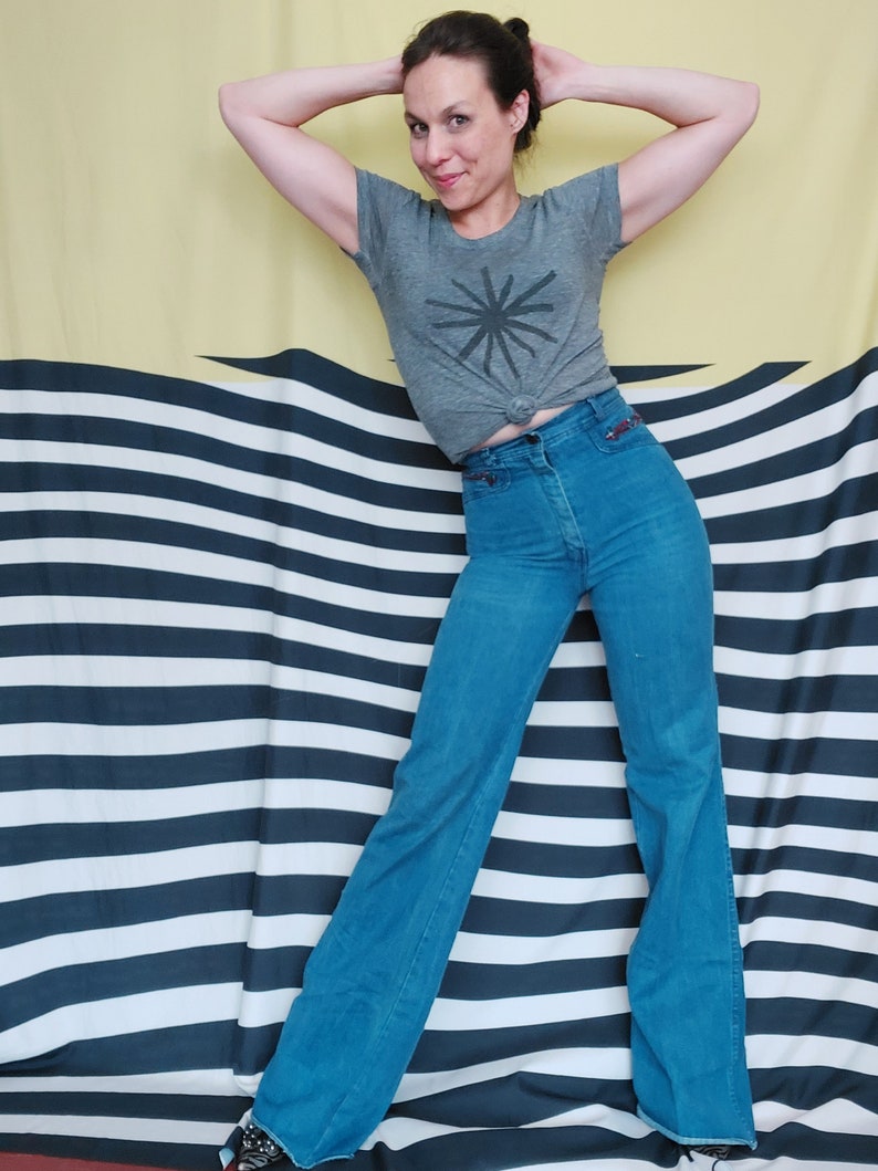 70's High Waisted Dream Flares With Arrow Pockets by Arpeja - Etsy