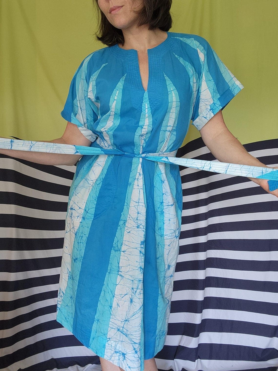 Thai Blue Cotton Batik Print Tunic Dress - Etsy