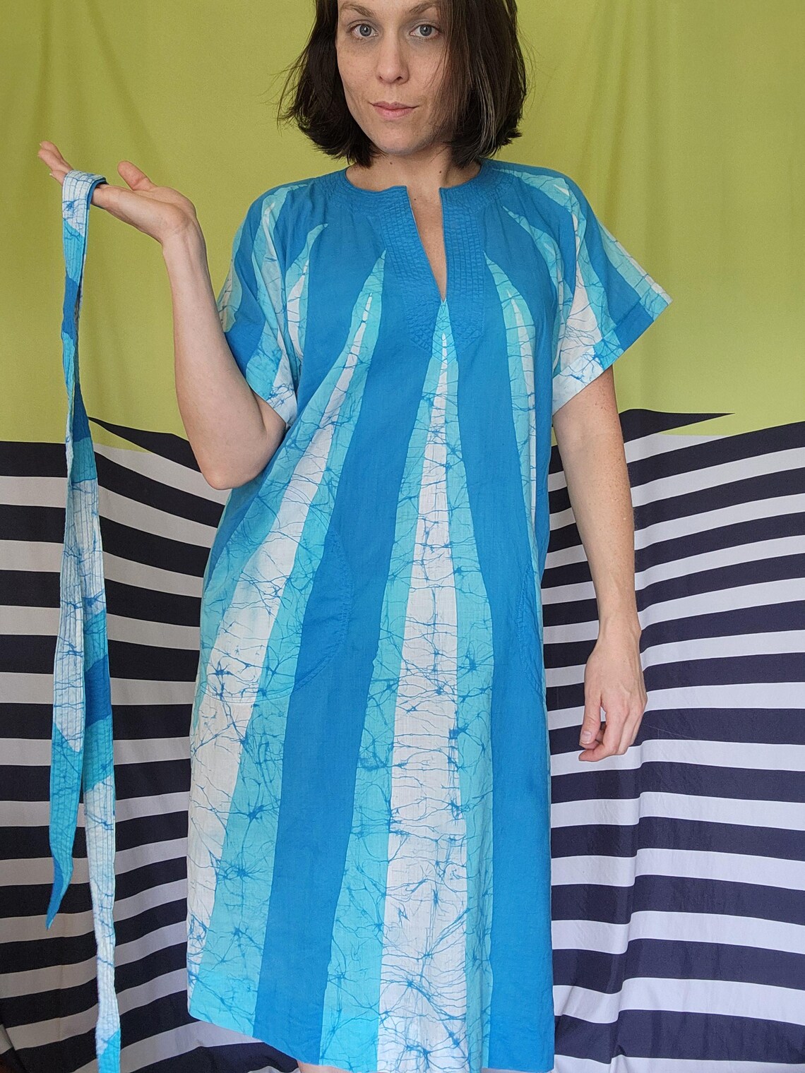 Thai Blue Cotton Batik Print Tunic Dress - Etsy