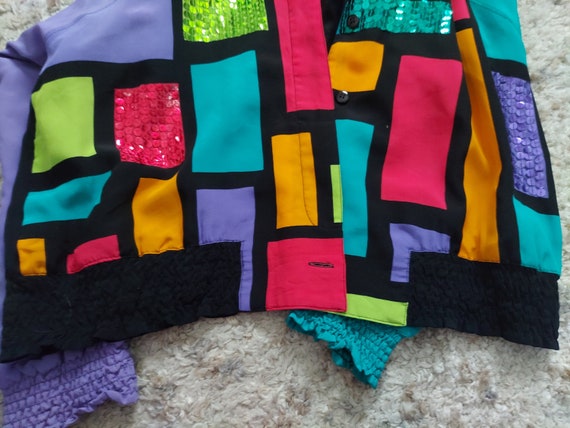 90's Colorblock Silk Bomber Jacket - Gem