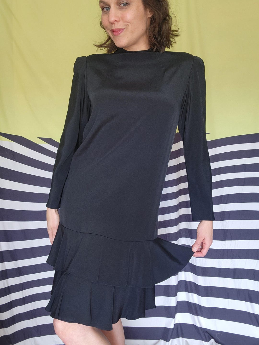 80's Couture Stavropoulos Black Silk Minimalist Shift Dress - Etsy