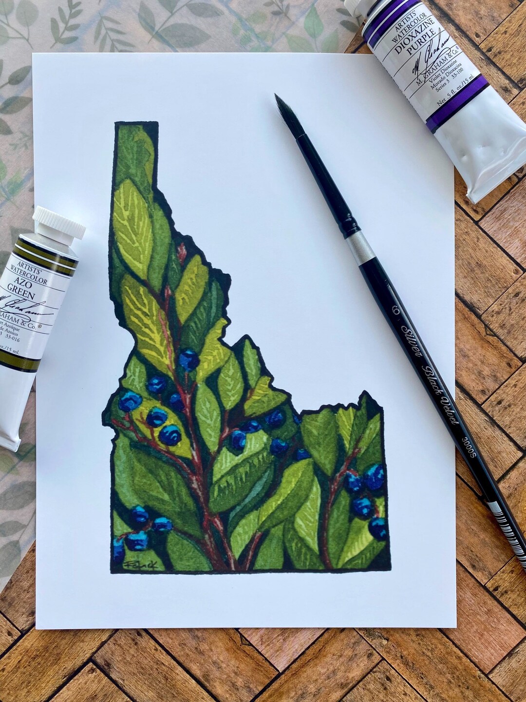 Mountain Huckleberry Watercolor Print, Destination Art, Wanderlust Art ...