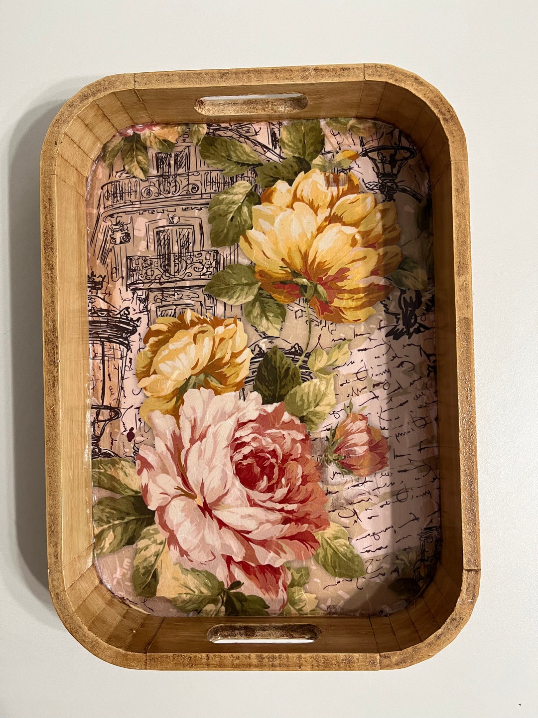 Tray With A Floral Design of Roses - Etsy