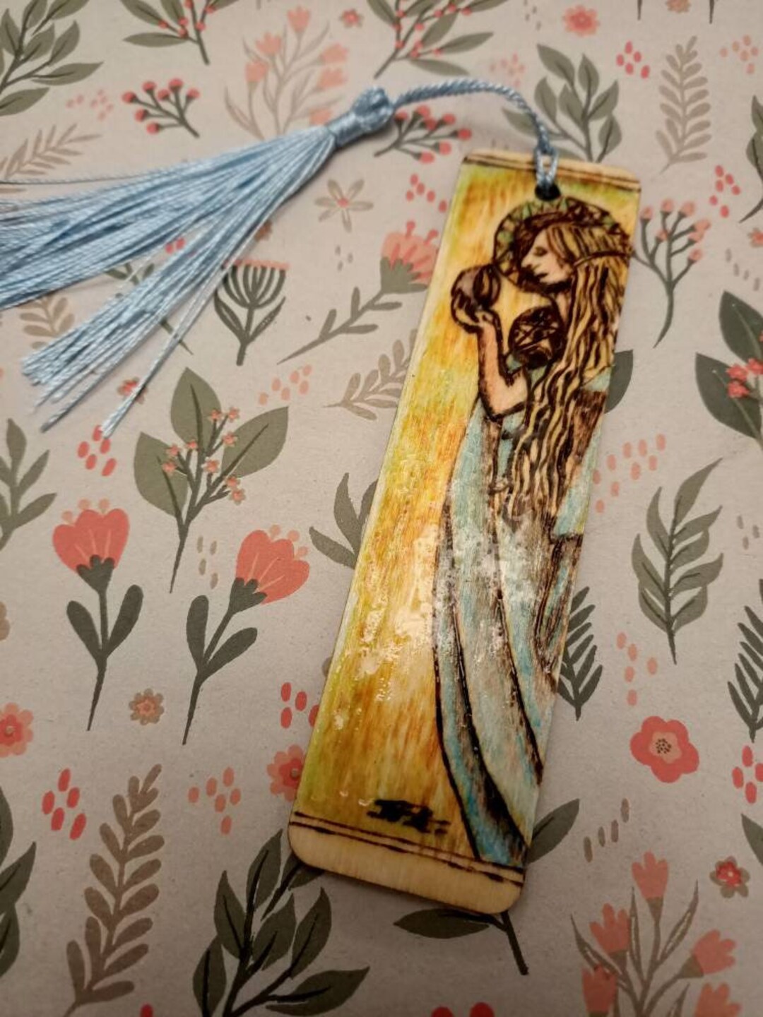 Princess Fantasy Mystic Folkart Pyrography Bookmark Bespoke Pagan - Etsy