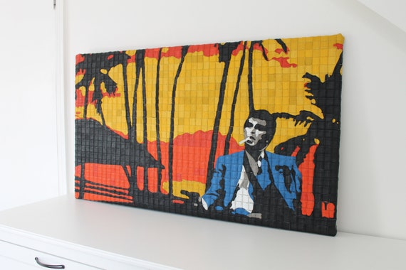 Scarface Tony Montana Handmade Leather Framed Canvas Movie | Etsy