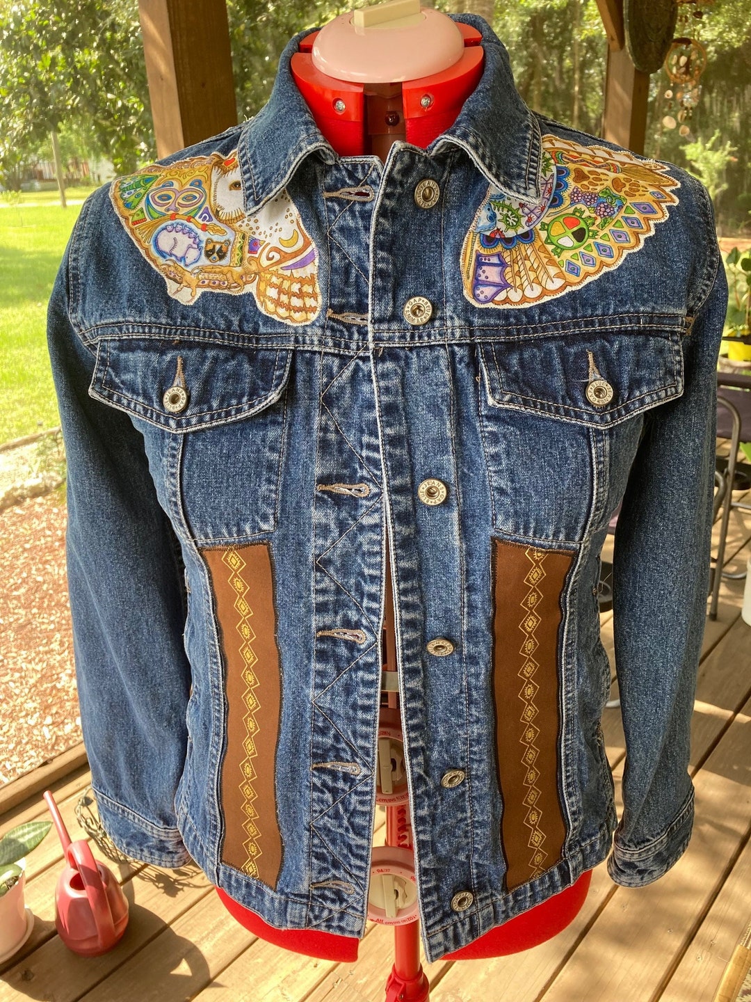 Embellished Jean Jacket Size M 8-10 Unique Appliqued Demin - Etsy