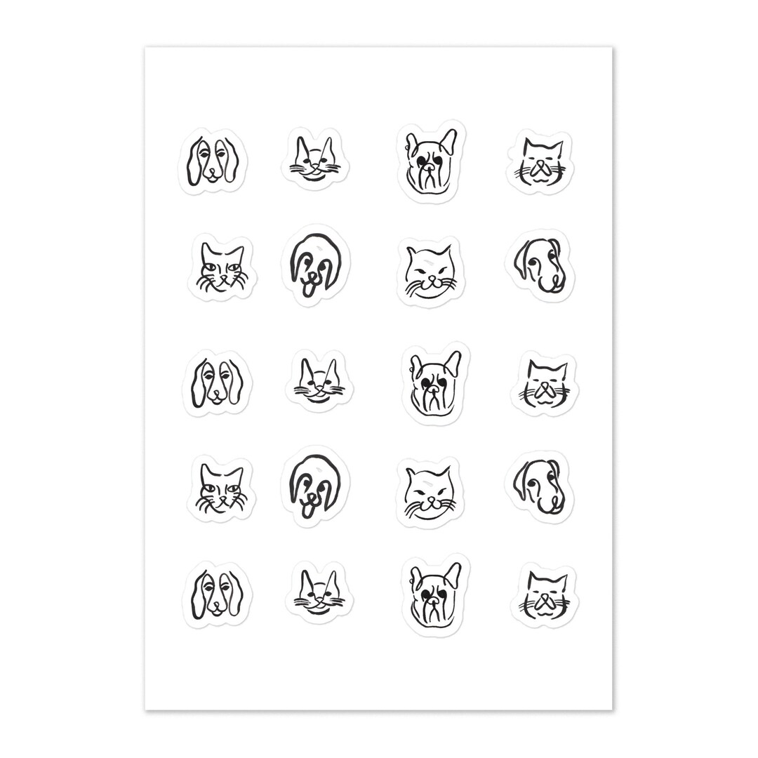 Cat and Dog Doodle Stickers - Etsy