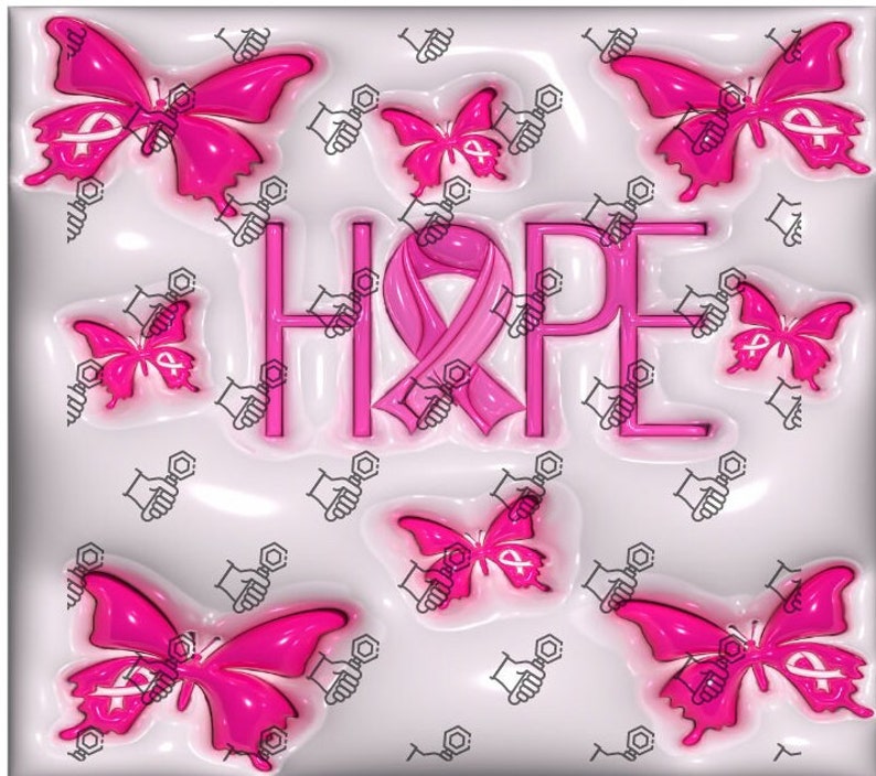 HOPE Breast Cancer 20oz Sublimation Tumbler Design, 3D Inflated 9.3 X 8 ...