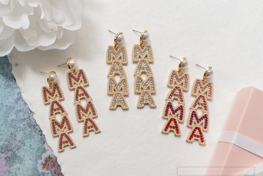 Mama Earrings Mothers Day Gift Earrings Crystal Statement Earrings Gift ...