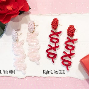 Valentine's Day Acrylic Earrings Glitter Resin Earrings XOXO Cupcake V ...