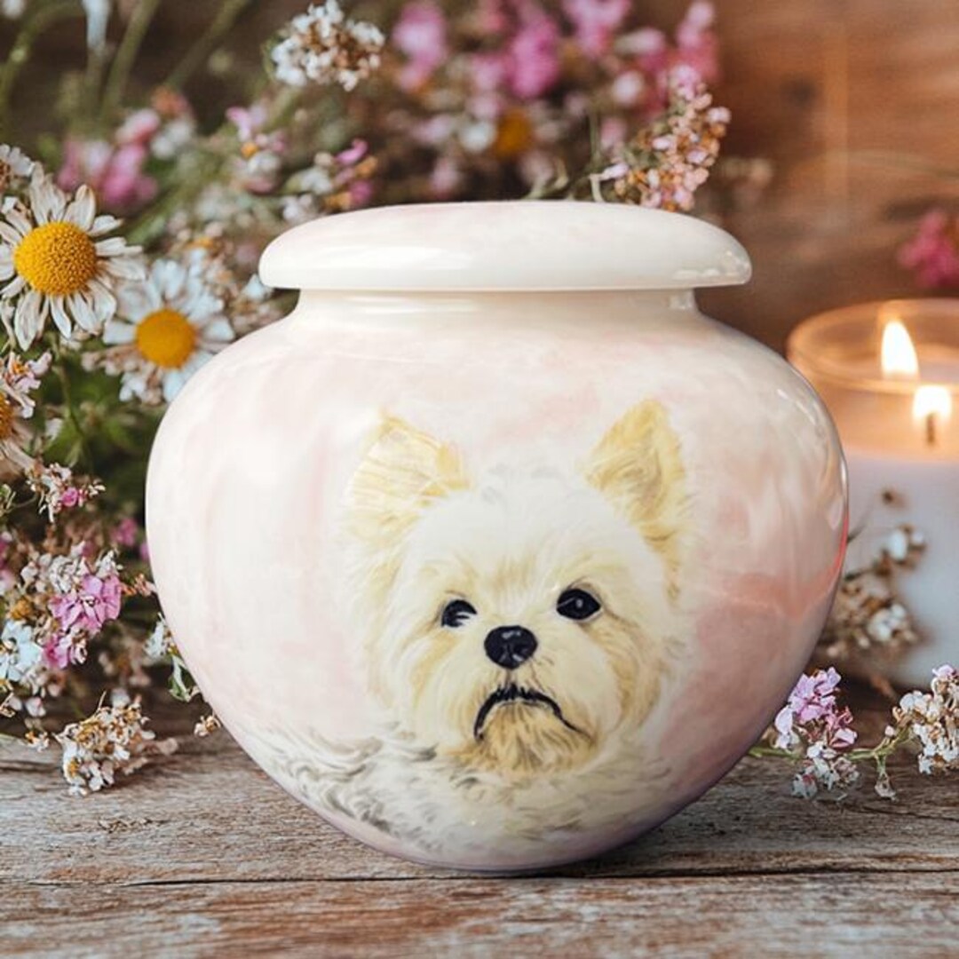 Custom Hand-painted Ceramic Dog Urn | Personalized Portrait Ceramic ...