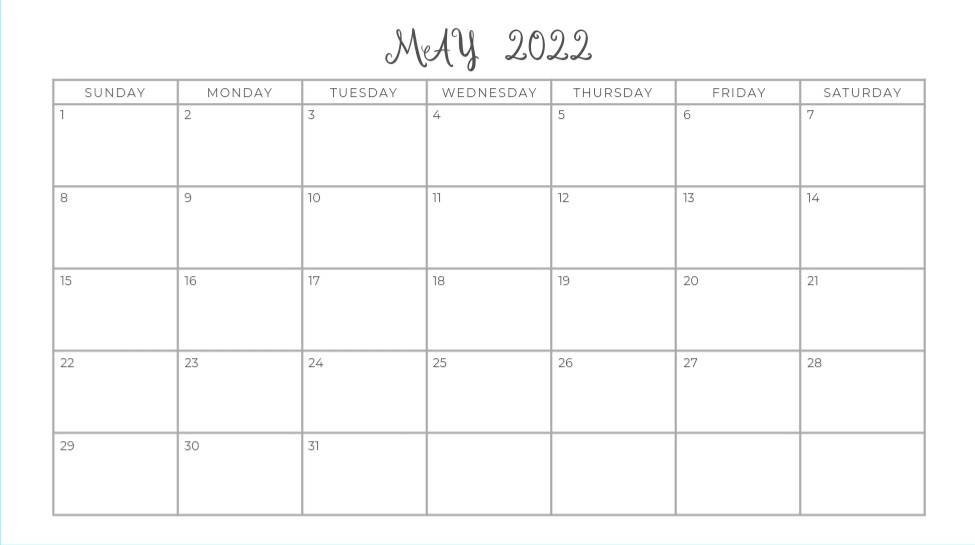 2022 Minimalist Printable Monthly Calendar, Year Calendar, Sunday Start ...