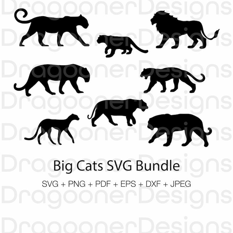 Big Cats SVG Bundle, Big Cats Bundle, Big Cats Silhouette, Big Cats ...