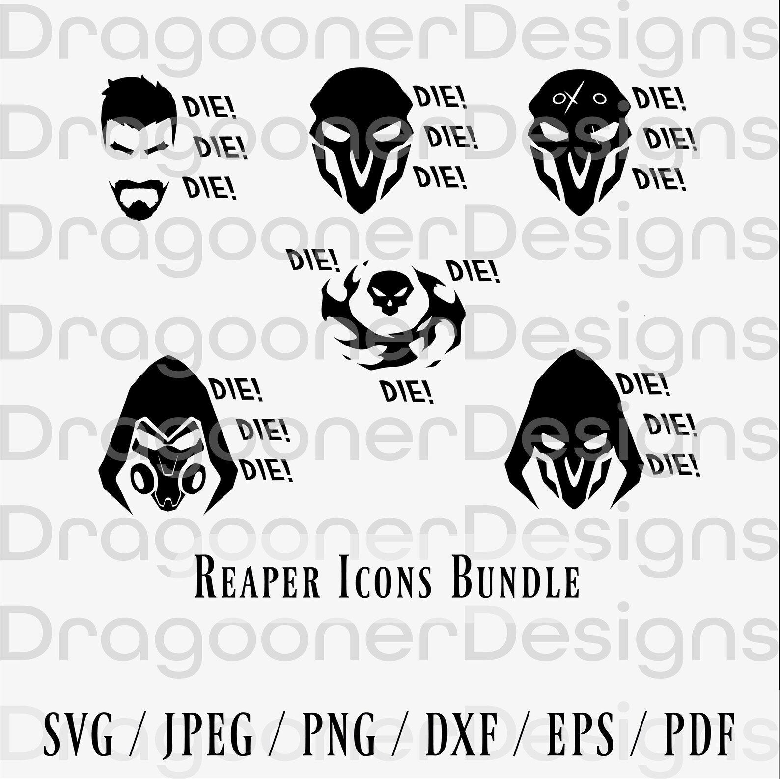 Overwatch 2 Reaper Icons Bundle, Reapersvg, Reaperpng File, Reapercut ...