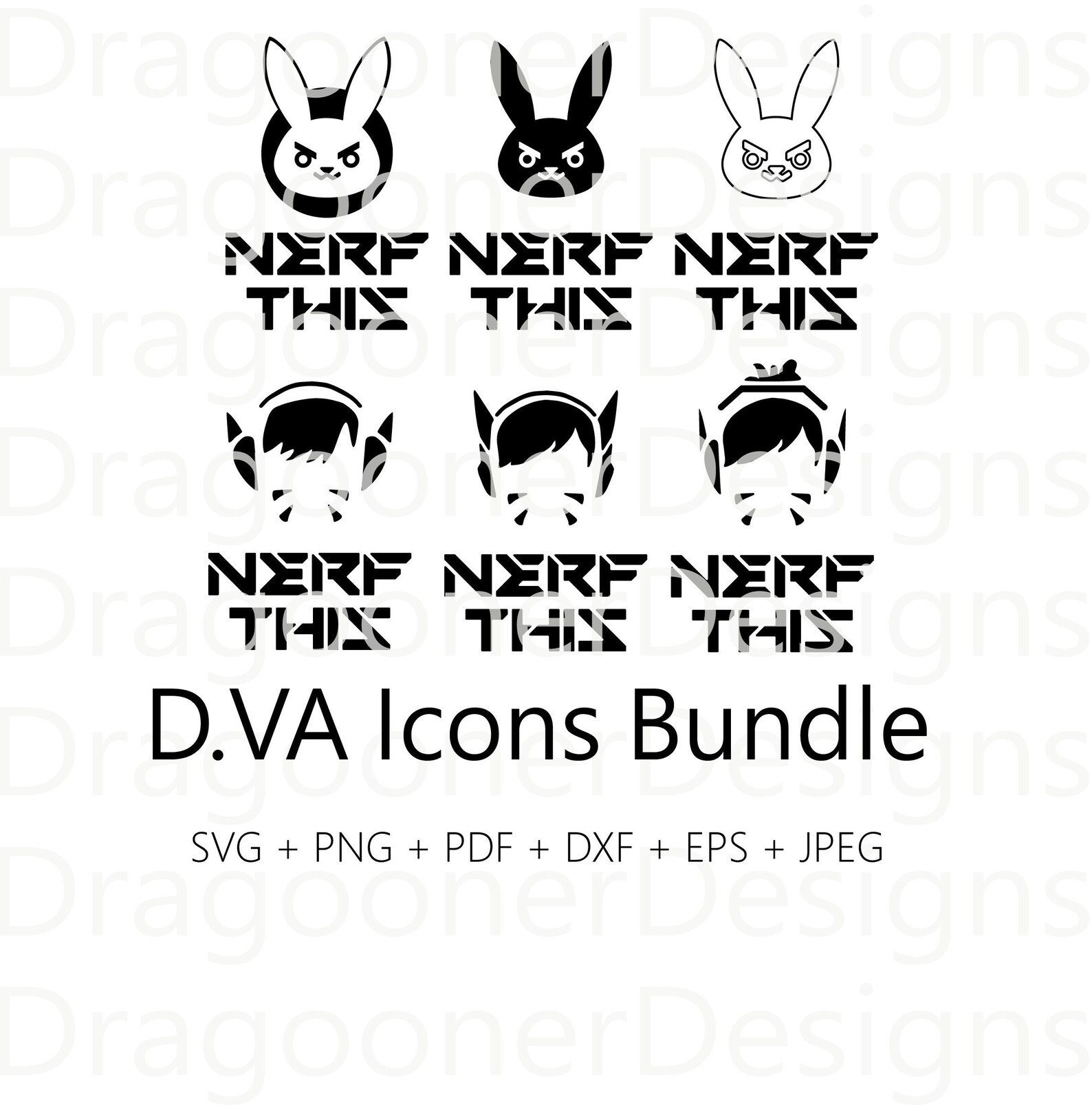 Overwatch 2 D.VA Icons Bundle, D.vasvg, D.vapng File, D.vacut File ...