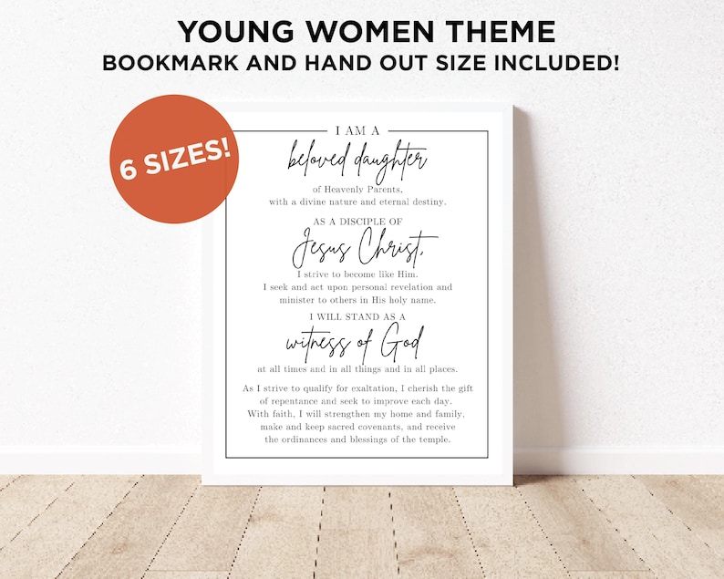 Young Women's Theme LDS Printable, Digital Download, YW Theme, YW ...