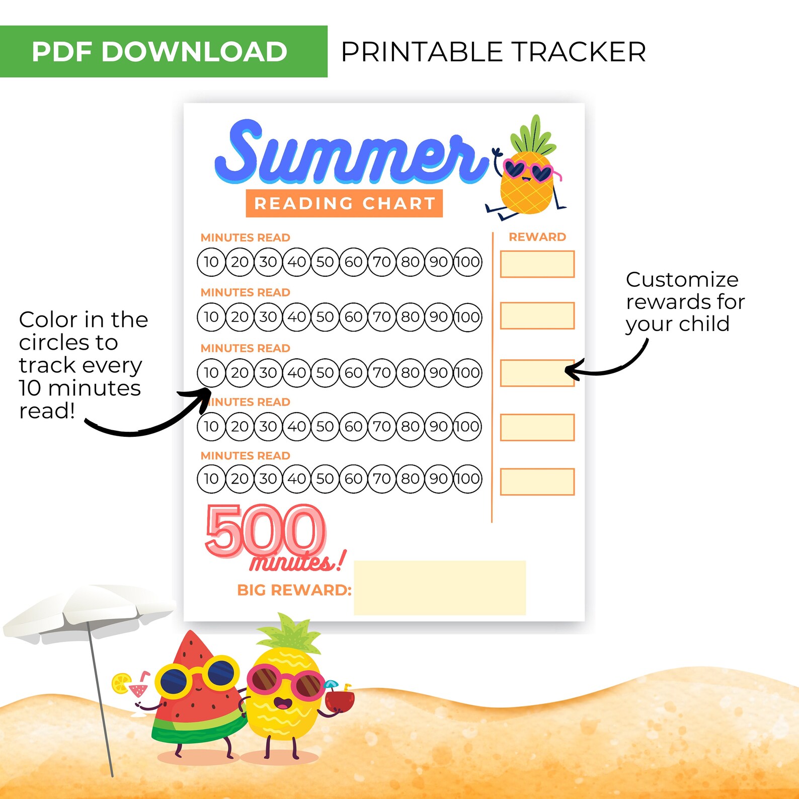 Summer Reading Chart, Reading Reward Chart, Reading Log for Kids, Kids ...
