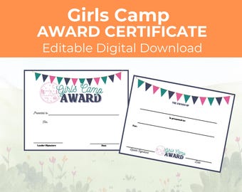 Camp Awards/certificates - Etsy