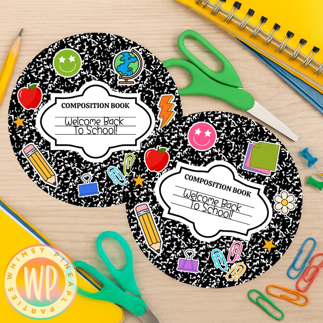 Back to School Stickers: Composition Book Labels, Custom Welcome Tags ...