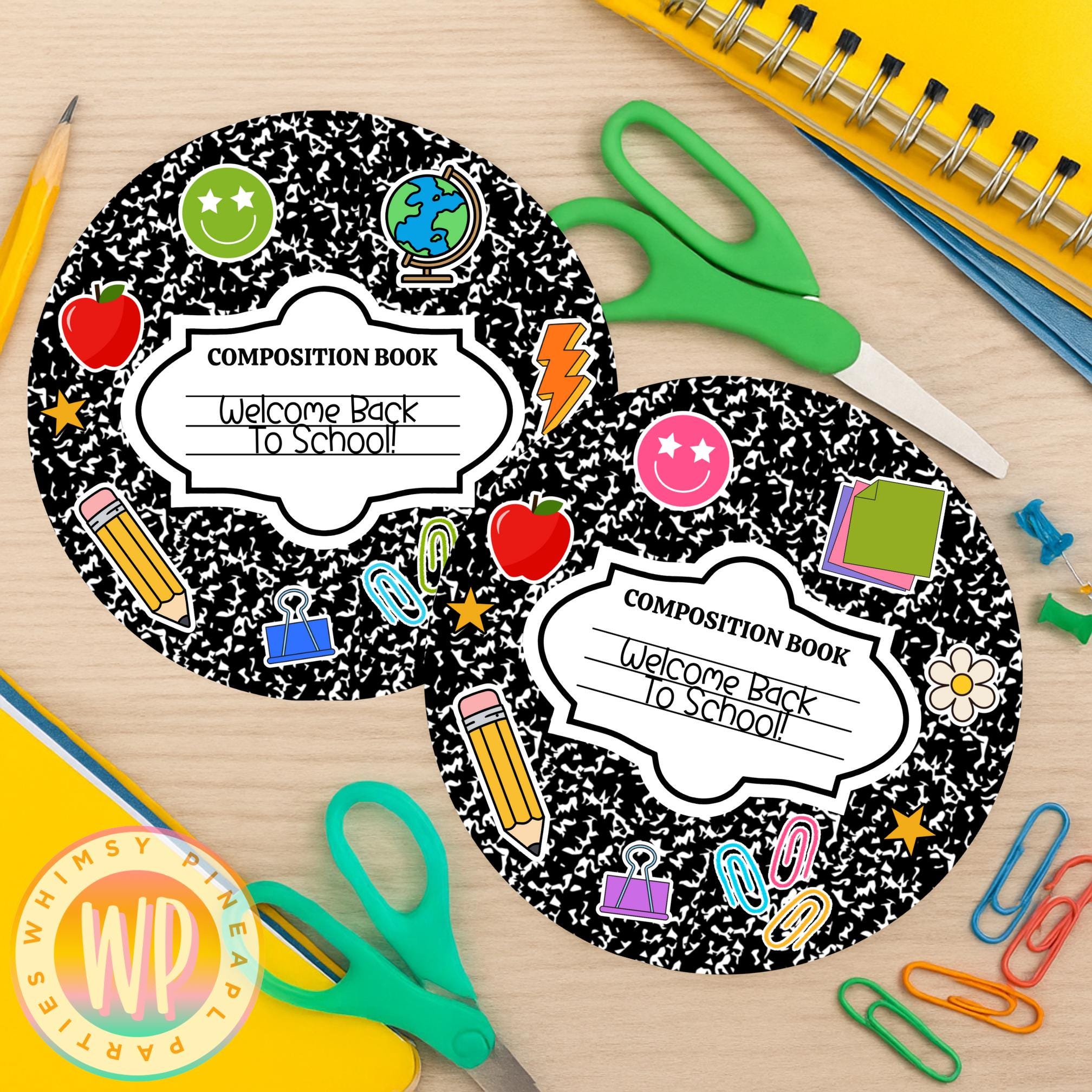 Back to School Stickers: Composition Book Labels, Custom Welcome Tags ...