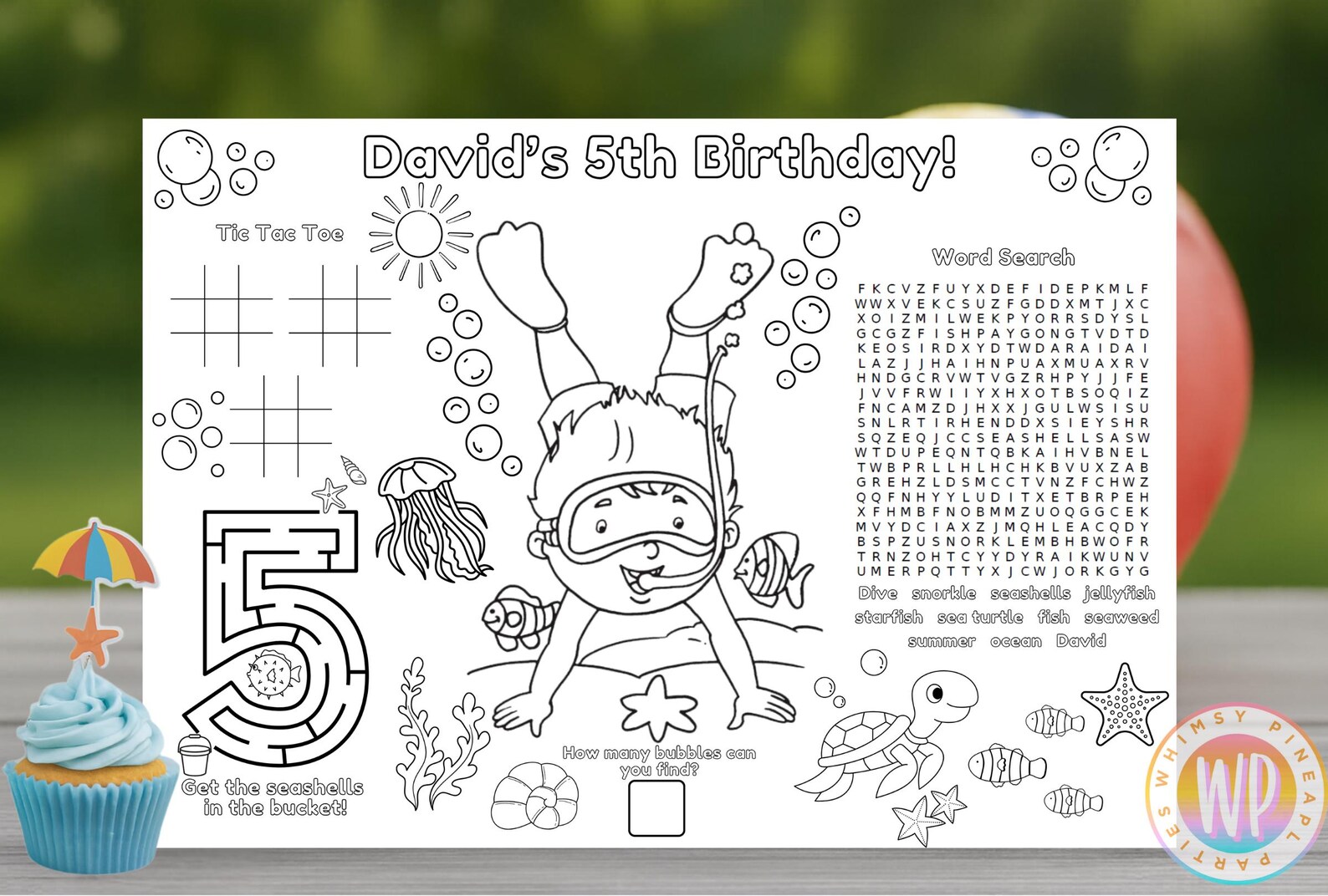 Dive Into Five Activity Sheet: Ocean Birthday Party Game (PDF Download ...