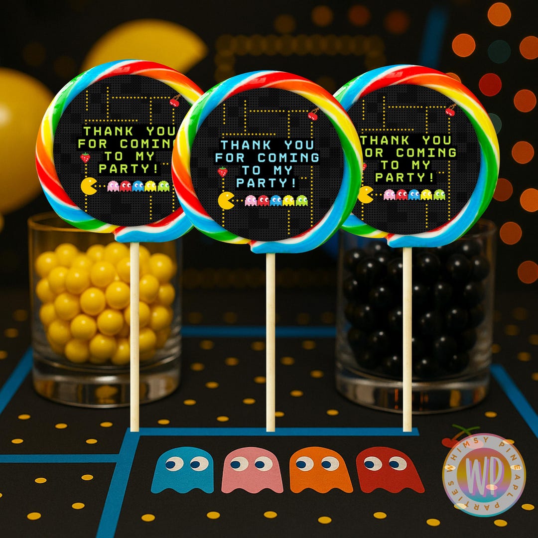 Arcade Party Stickers | 2" Circle Labels | Printed or Digital | Pac ...