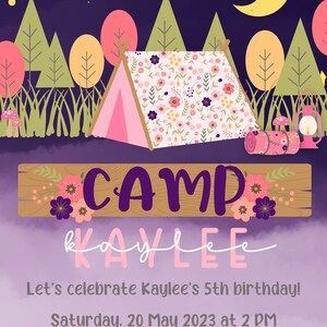 Camp Girl Party Signs, Digital File, Digital Download, Printable PDF ...