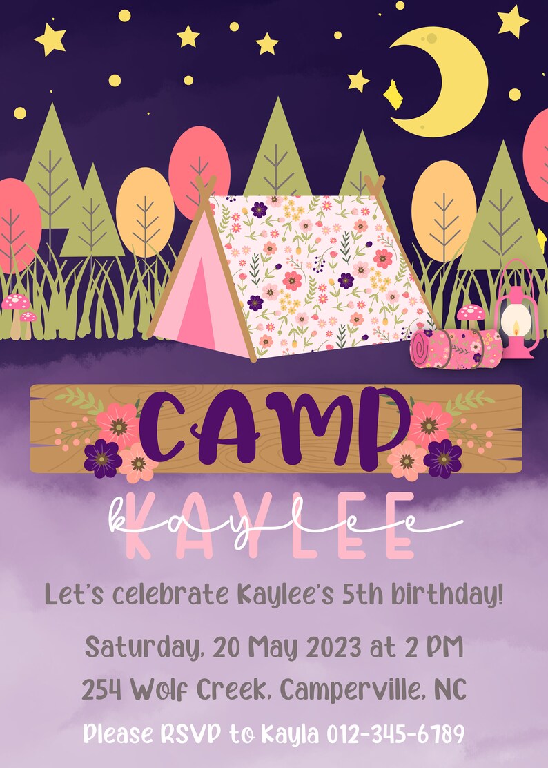 Camp Girl Party Signs, Digital File, Digital Download, Printable PDF ...