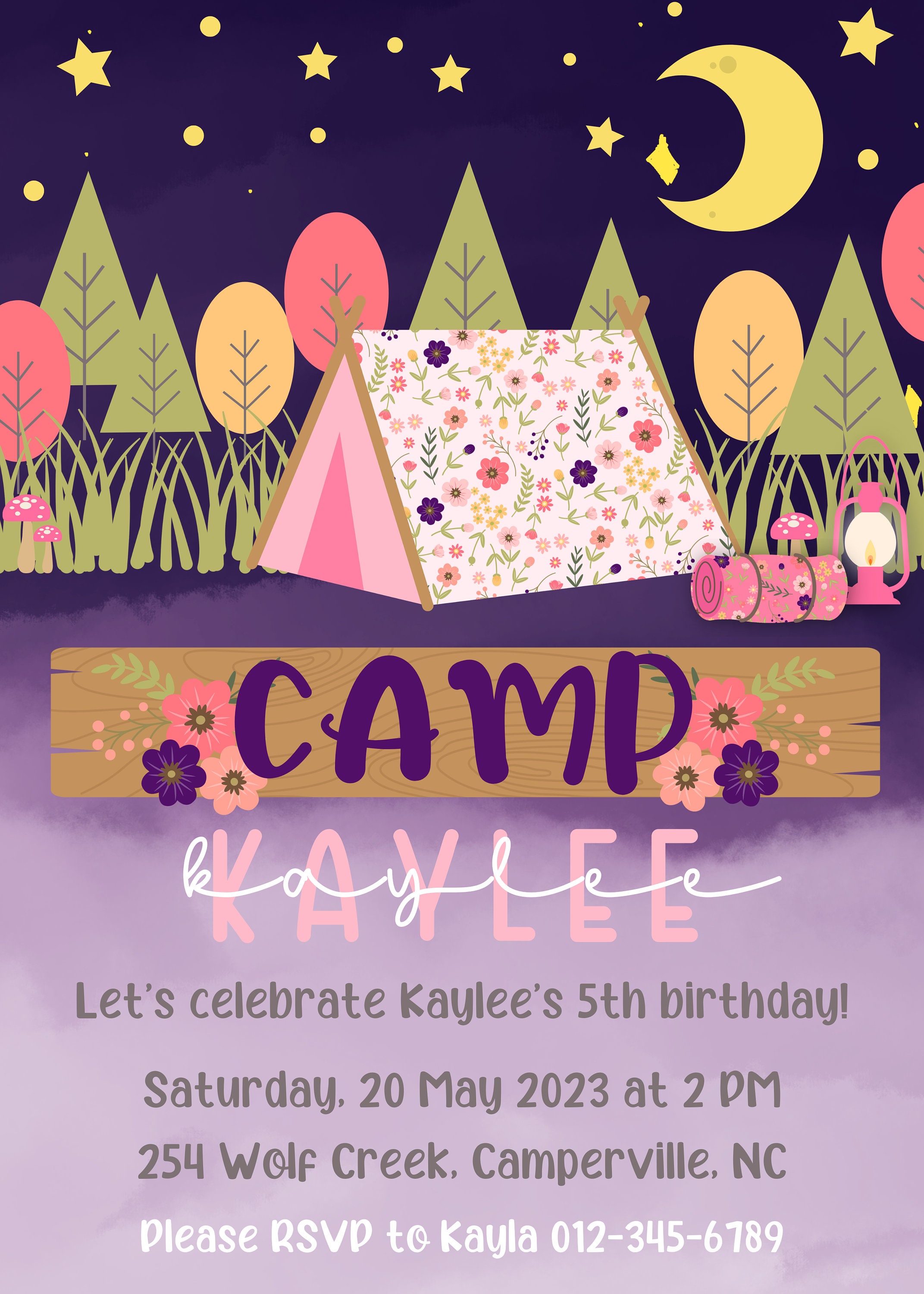 Camp Girl Party Signs, Digital File, Digital Download, Printable PDF ...