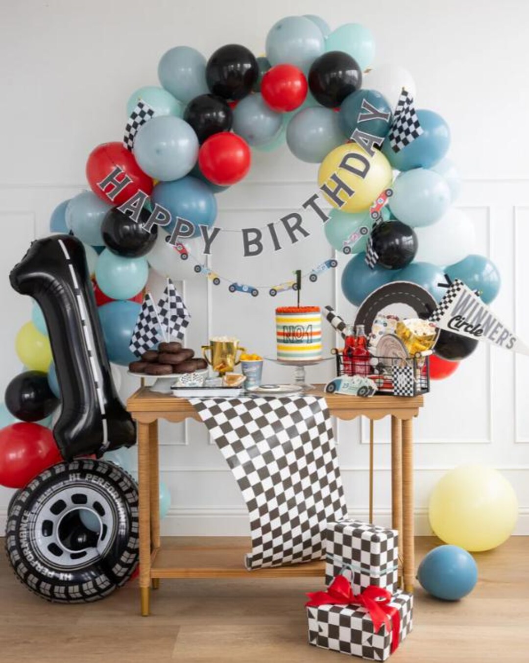 Checkered Flag Table Runner: Race Car Party Decor (16 X 120 Inch) - Etsy