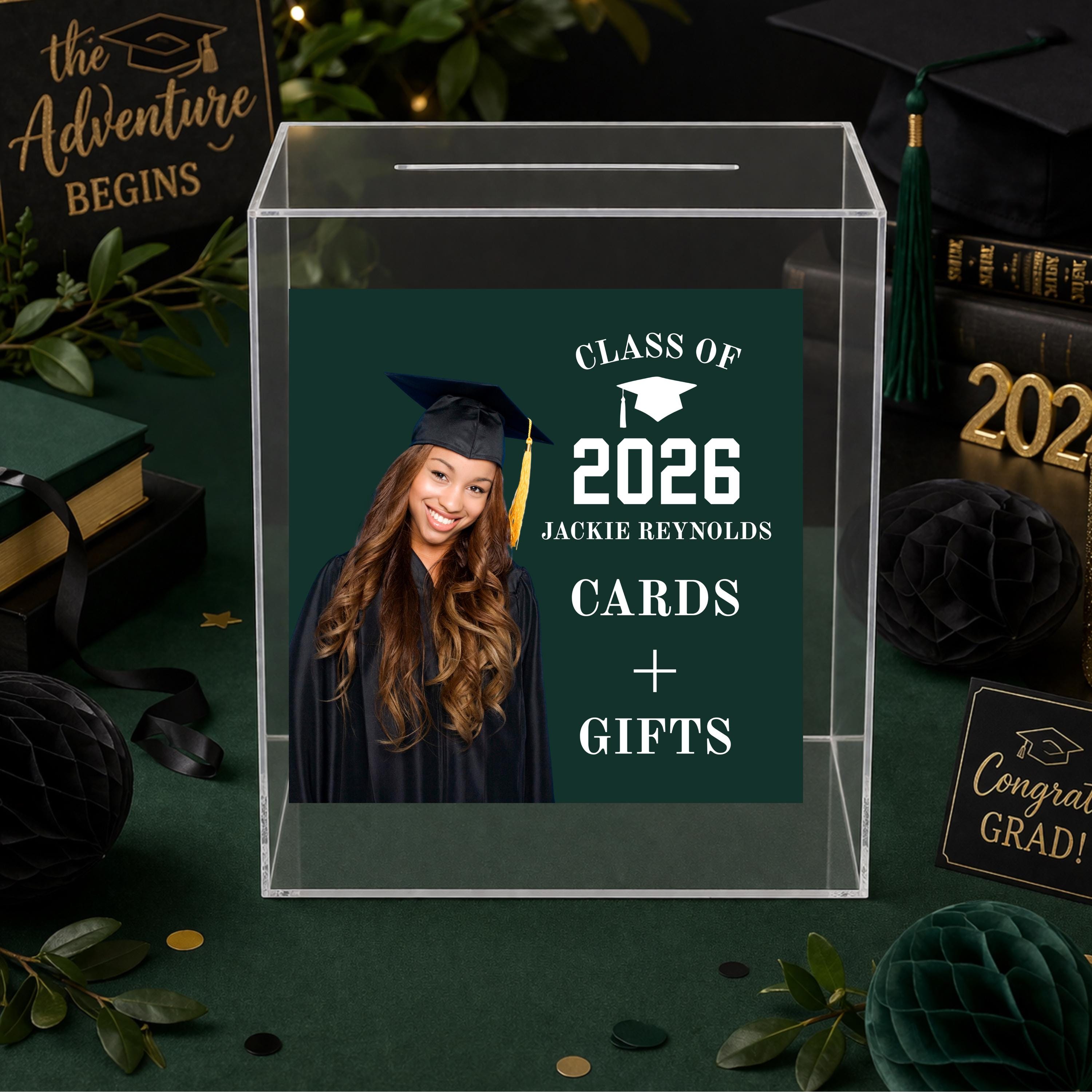 Custom Graduation Card Box Personalized Acrylic Gift Card Holder Class ...