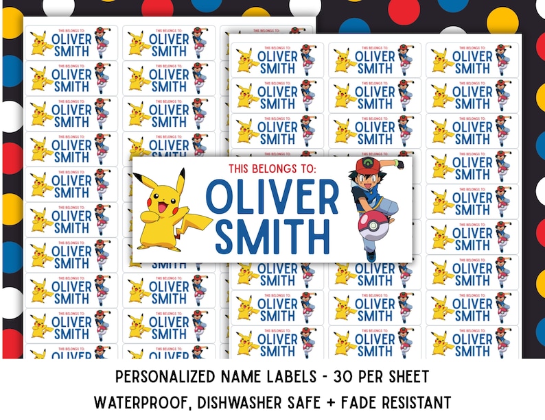 Custom Character Name Labels: Waterproof School Stickers, Dishwasher ...