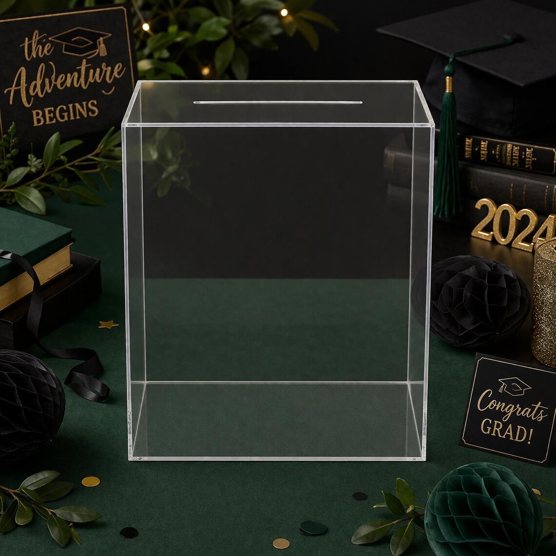 Custom Graduation Card Box Personalized Acrylic Gift Card Holder Class ...