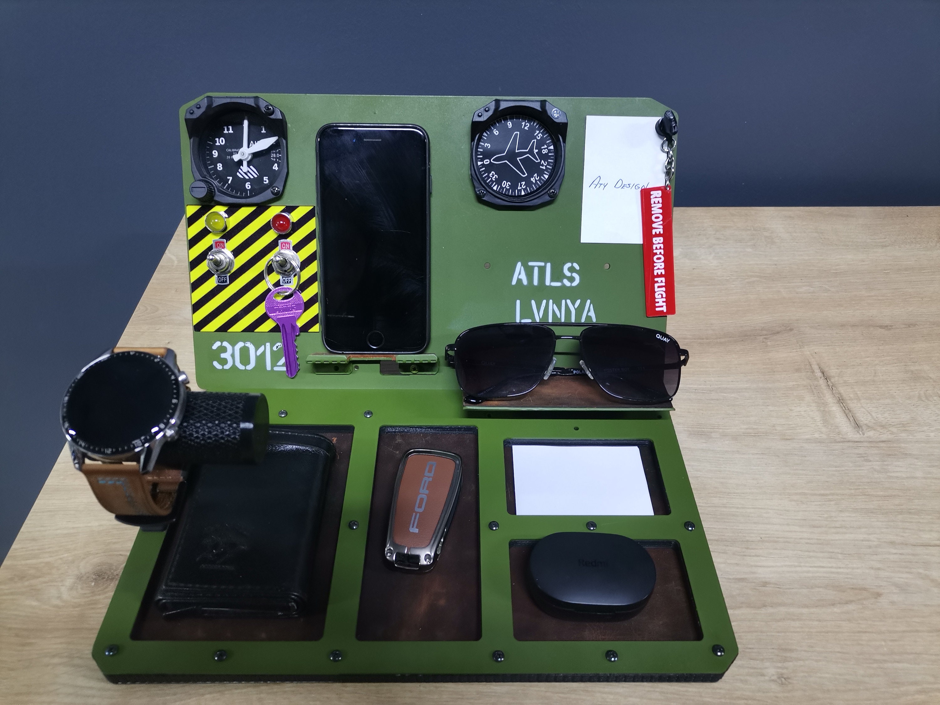 Pilot Desk Organizer With Clock - Etsy