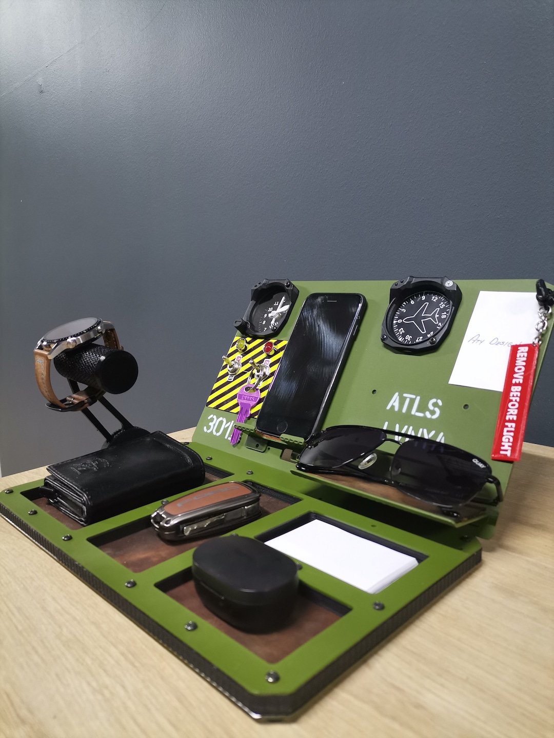 Pilot Desk Organizer With Clock - Etsy