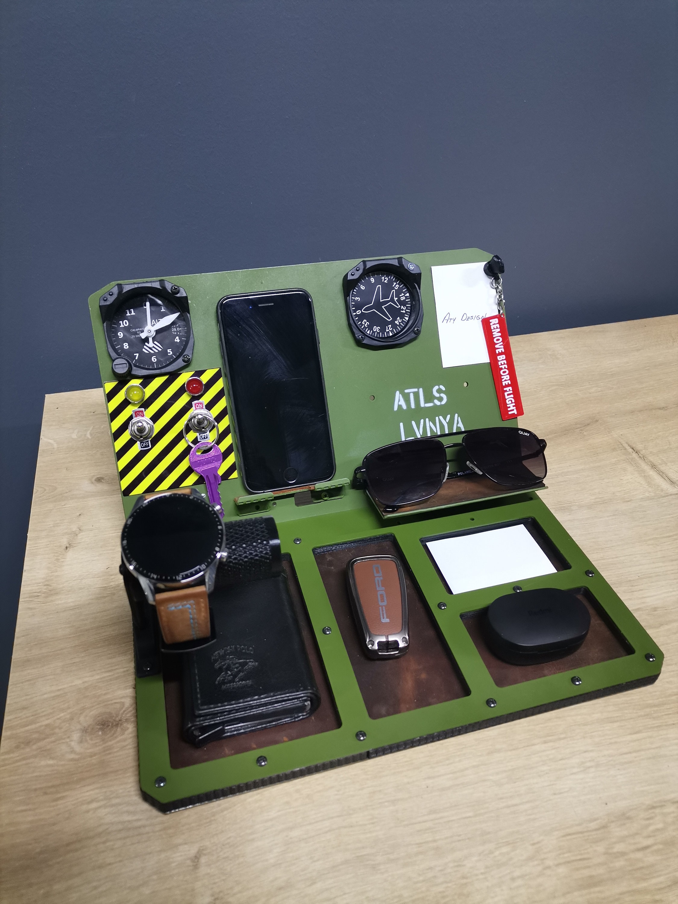 Pilot Desk Organizer With Clock - Etsy
