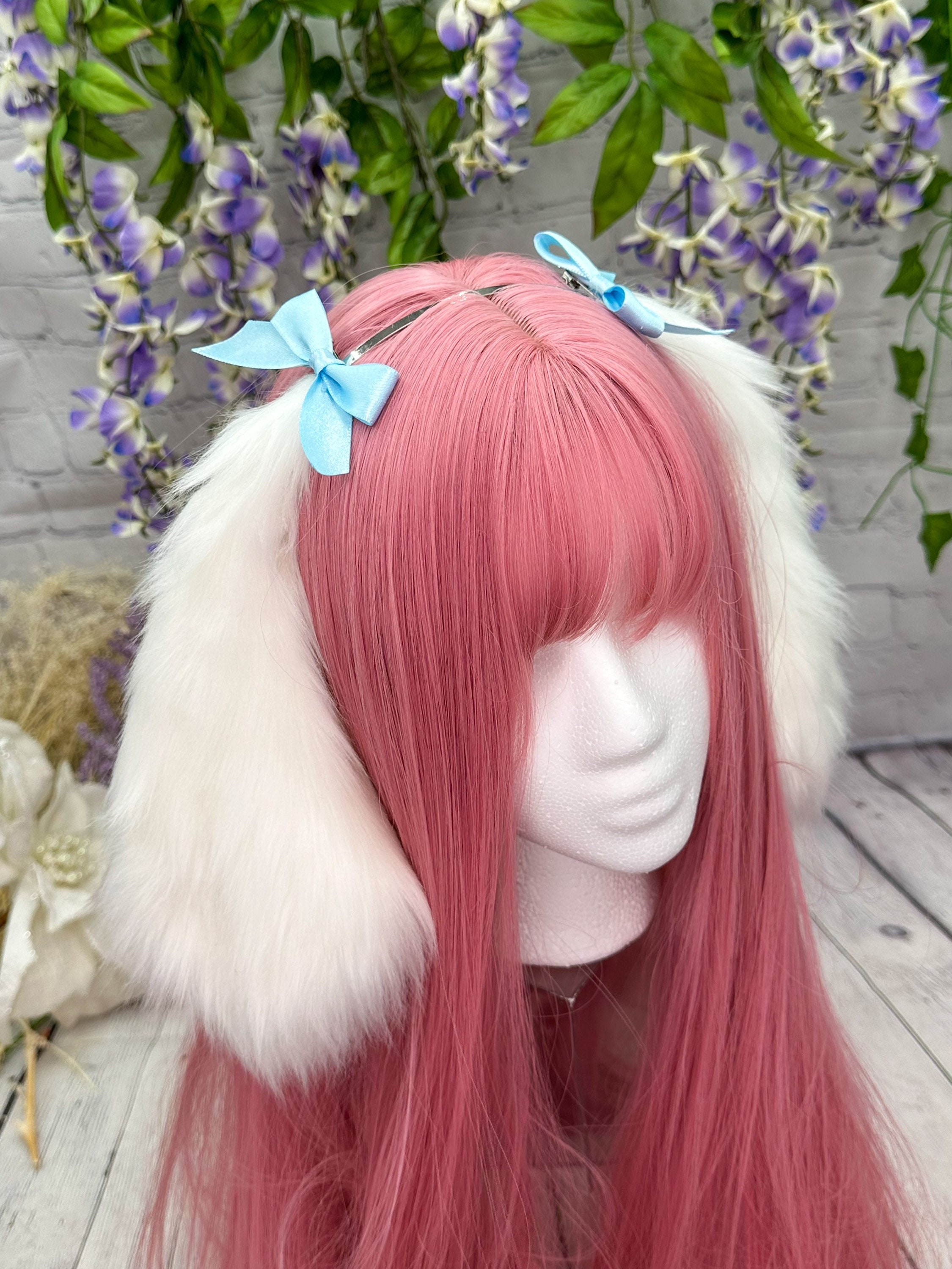 White Floppy Bunny Ears and Tail Rabbit Ear Headband With Bows - Etsy