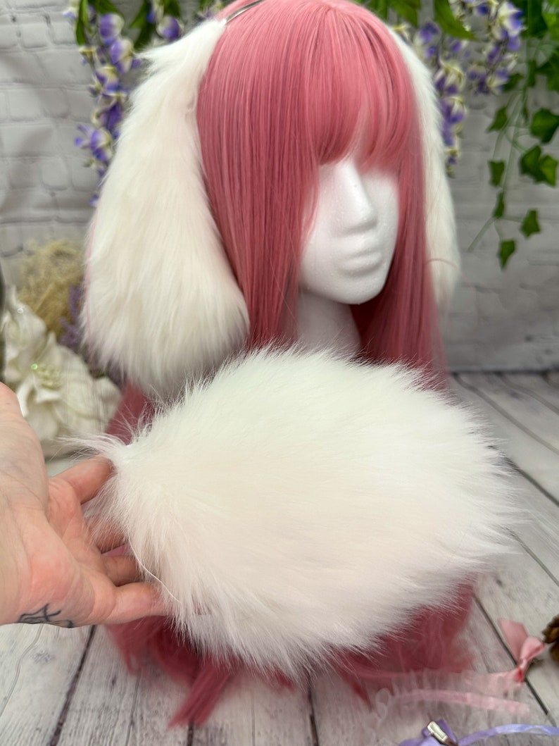 White Floppy Bunny Ears and Tail Rabbit Ear Headband With Bows - Etsy