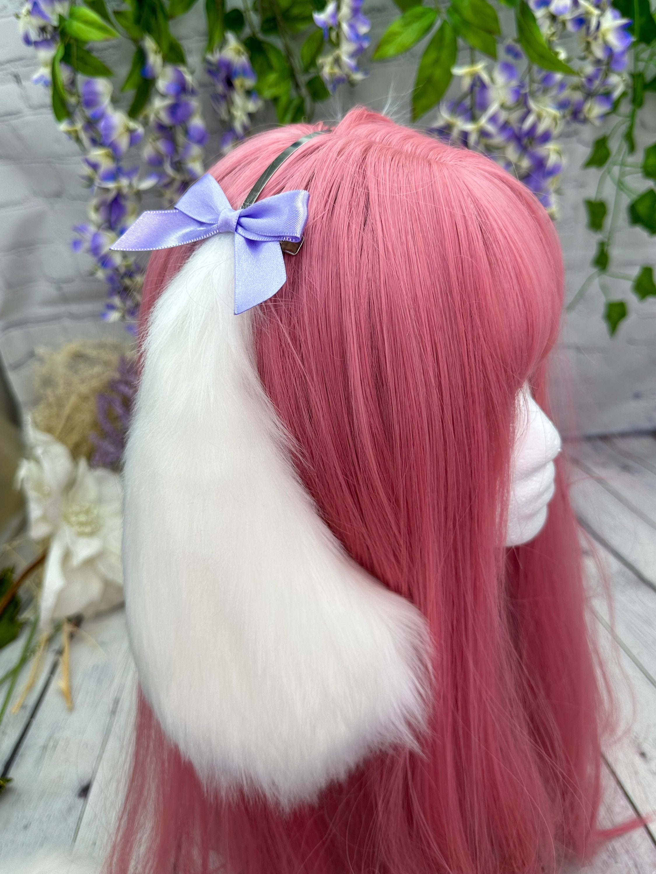 White Floppy Bunny Ears and Tail Rabbit Ear Headband With Bows - Etsy