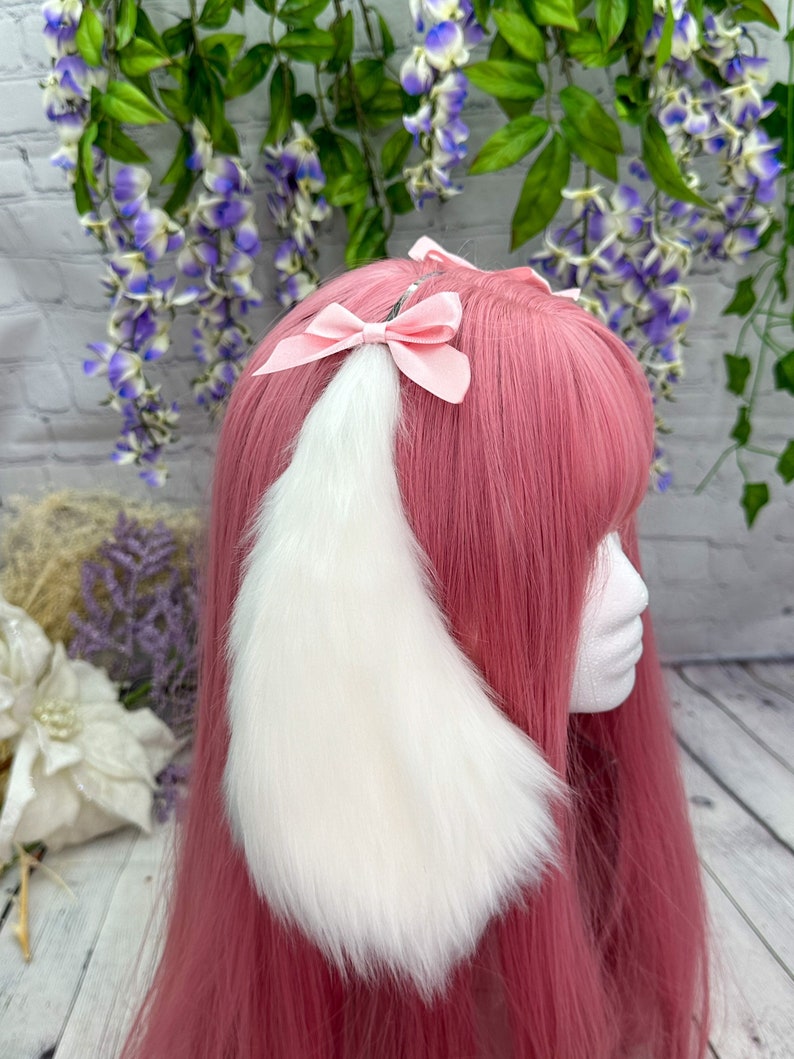 White Floppy Bunny Ears and Tail Rabbit Ear Headband With Bows - Etsy
