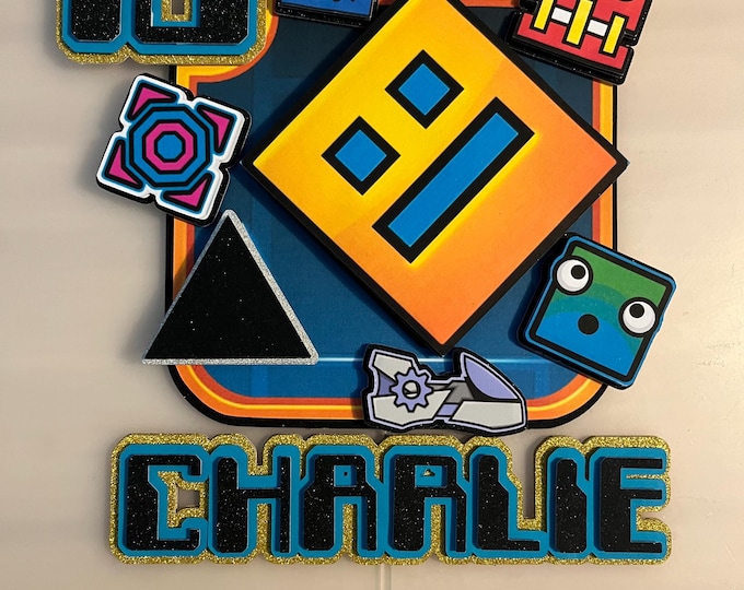 Geometry Dash Birthday Cake Topper - Personalised With Any Name and Age ...