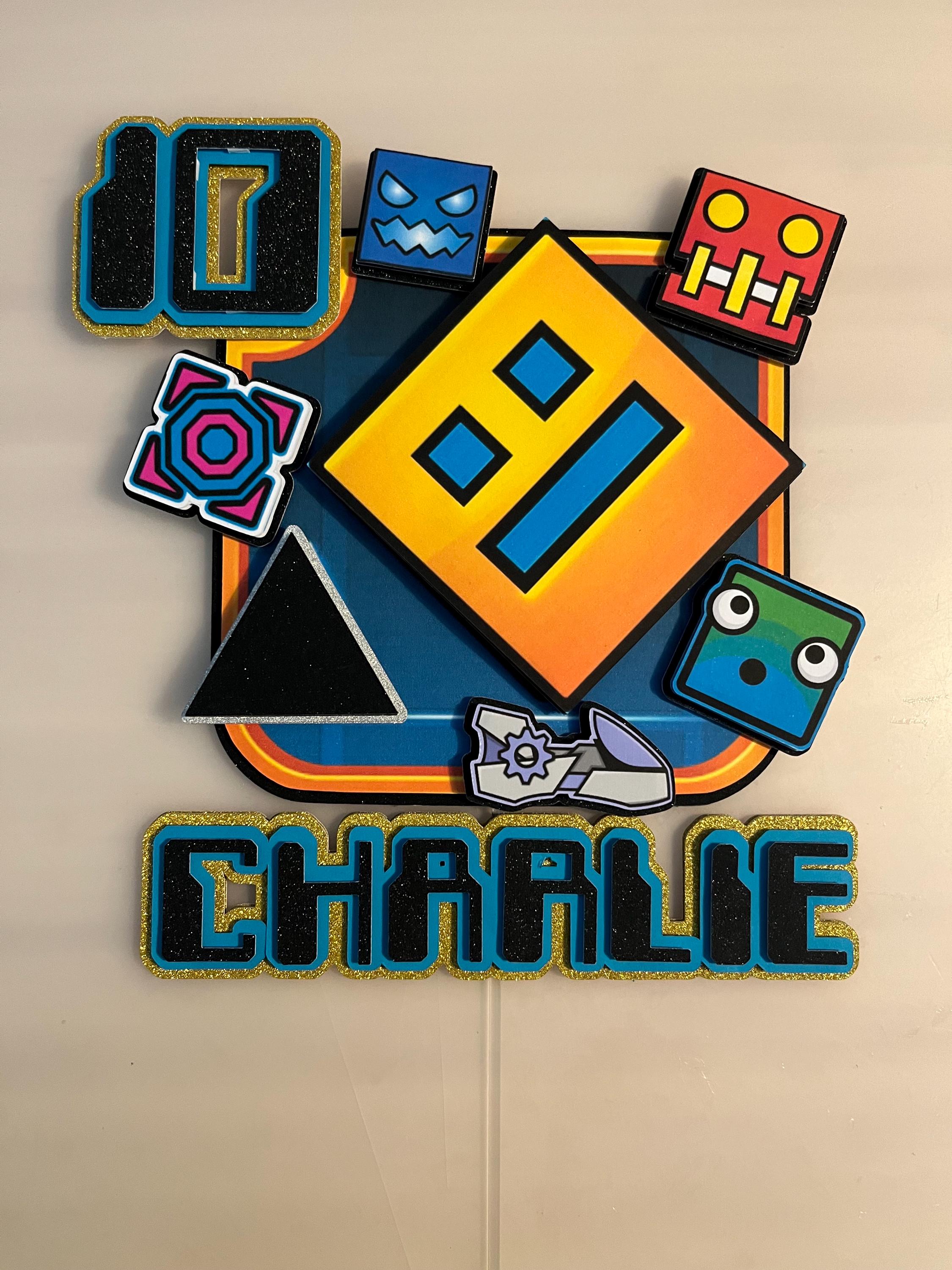 Geometry Dash Birthday Cake Topper - Personalised With Any Name and Age ...