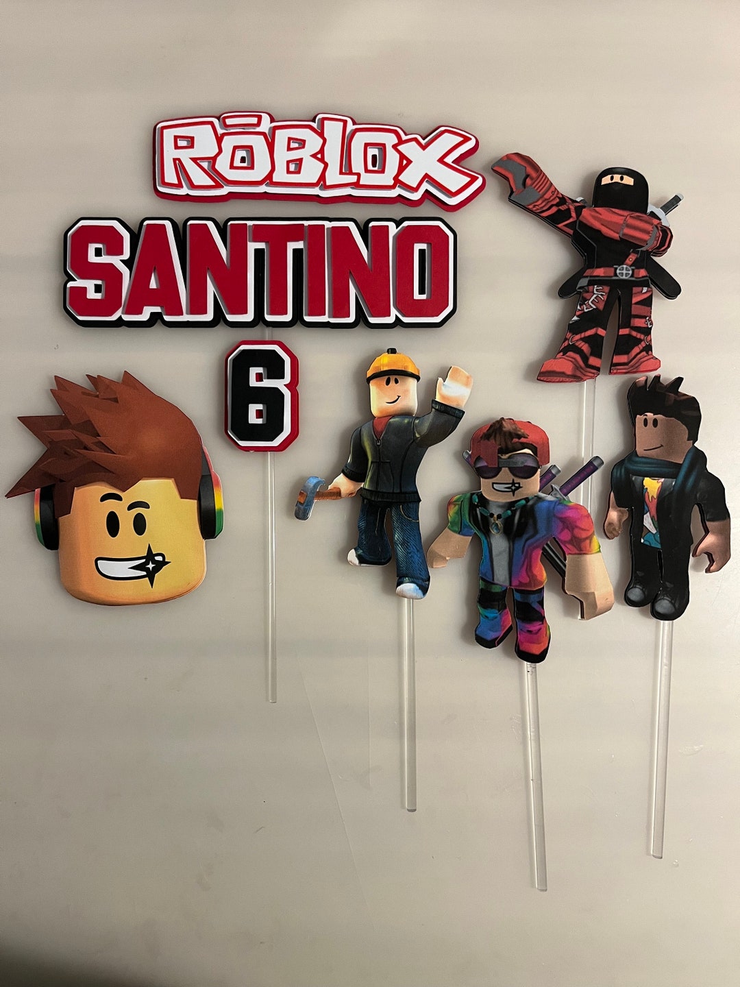 Personalised Roblox Birthday Cake Topper Set - Personalise With Any ...
