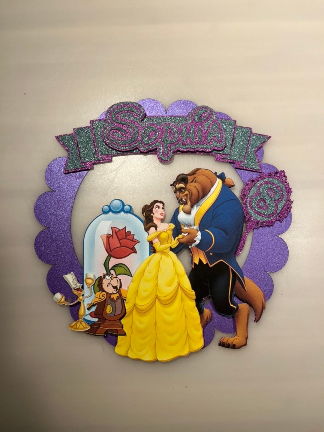 Personalised Beauty and the Beast Birthday Cake Topper - Etsy