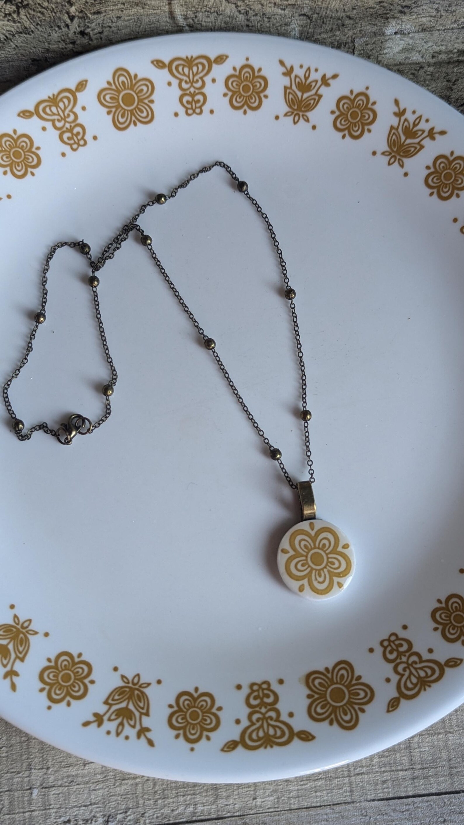 Butterfly Gold Corelle Necklace: Upcycled Vintage China Pendant - Etsy
